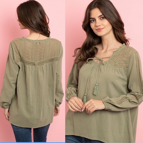 Private Label | Tops | B29bpretty Olive Green Blouse Wtie In Frontcut ...